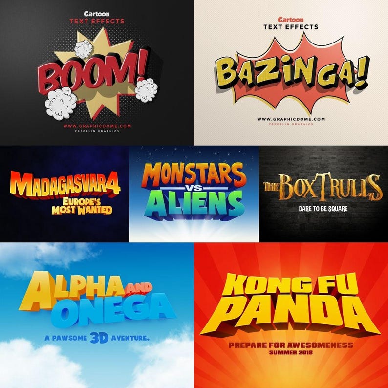 3D Text Cartoon Effect SVG - Etsy