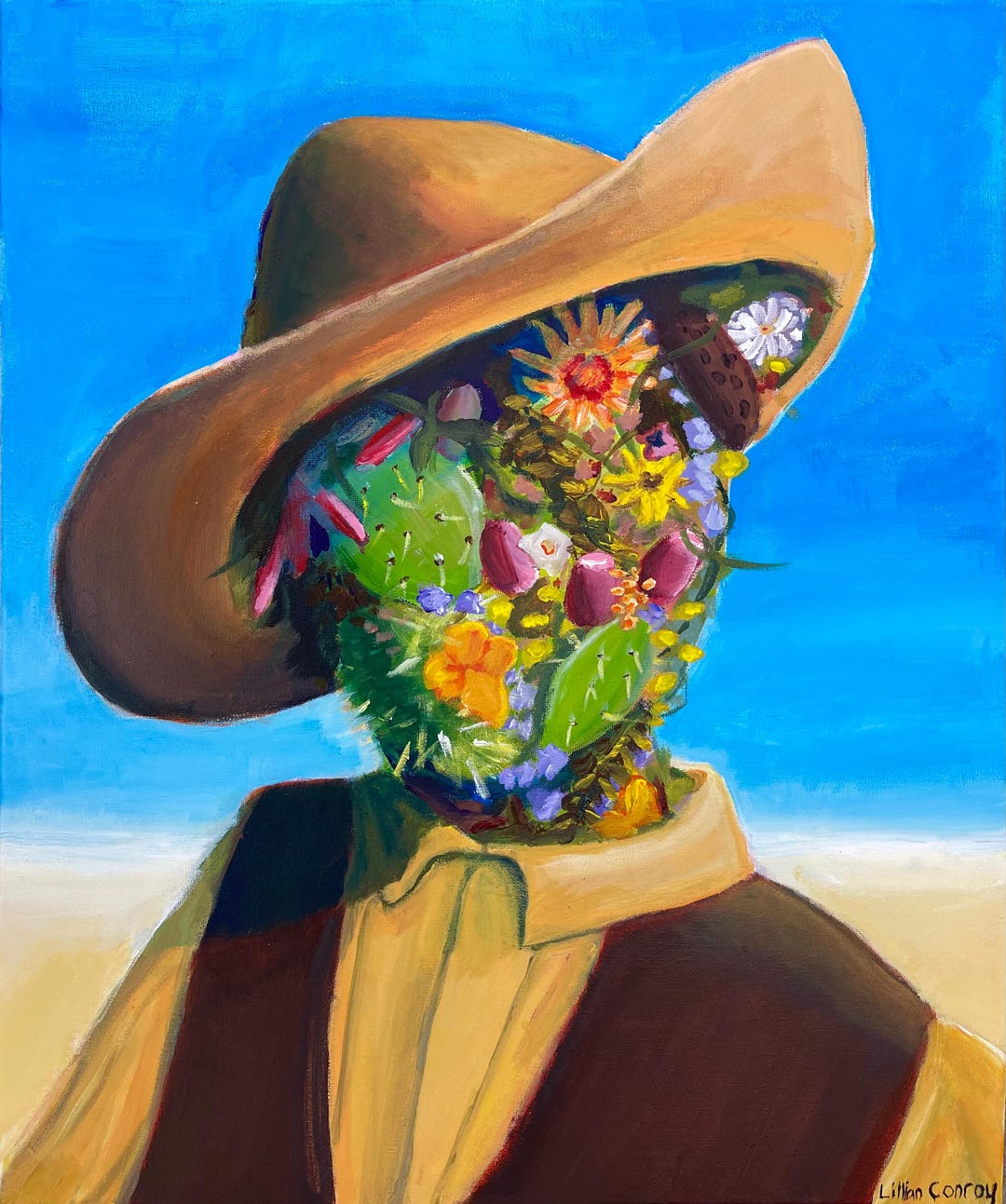 Cowboy Flowers Art Print // Western Cactus Living Room Wall Art ...