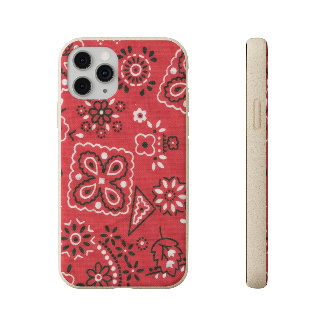 Eco-friendly Biodegradable Zero Waste Phone Cases Vintage Red Bandana ...