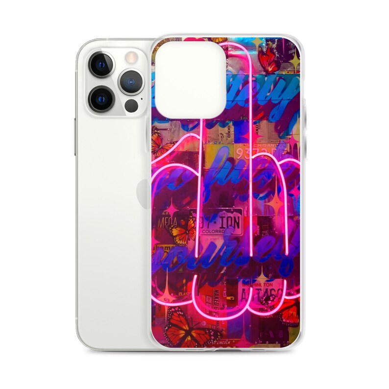 Neon Pink Middle Finger Light Street Art Graffiti City Clear Case for ...