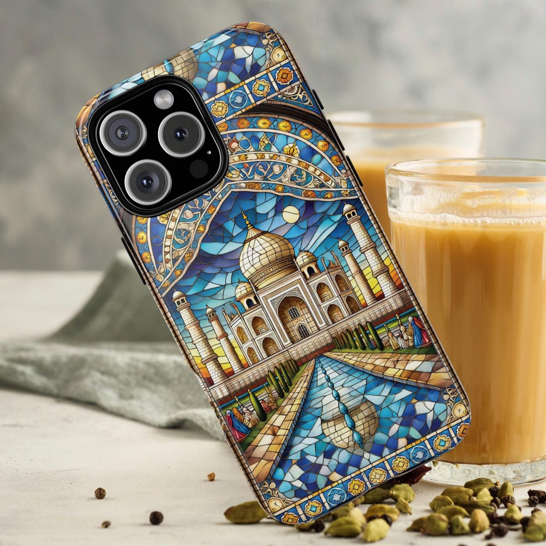 Stained Glass Effect iPhone 16 Pro Max Tough Case | Taj Mahal Design ...