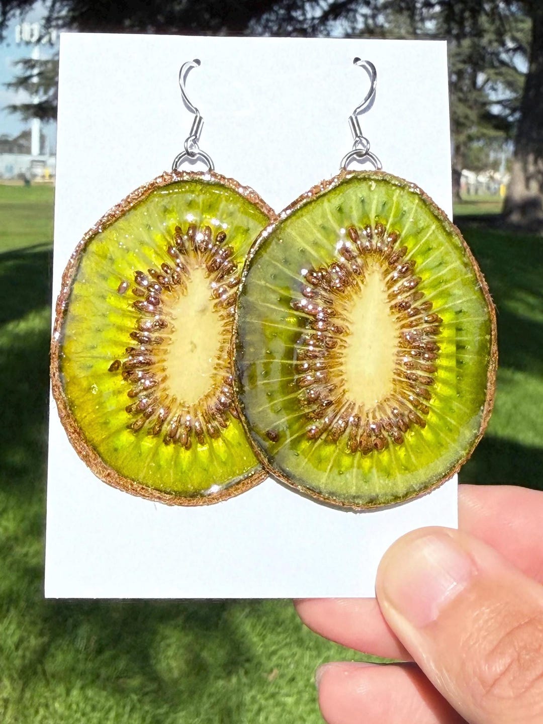 Real Kiwi Fruit Earrings: Handmade Pressed Fruit Jewelry - Etsy