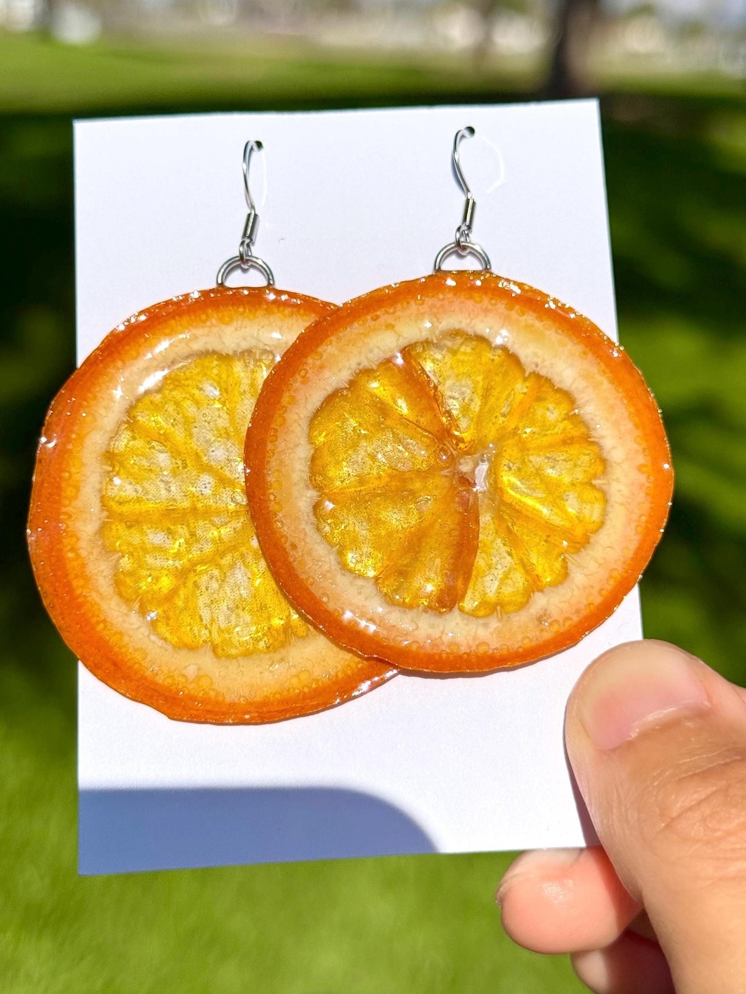 Real Orange Resin Fruit Earrings// Inner Slice Orange//handmade Jewelry ...