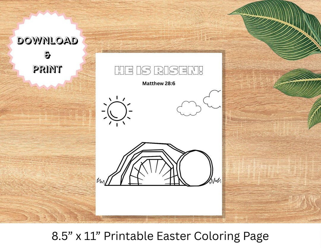 Easter Coloring Page - He is Risen - Matthew 28:6 - Printable PDF ...