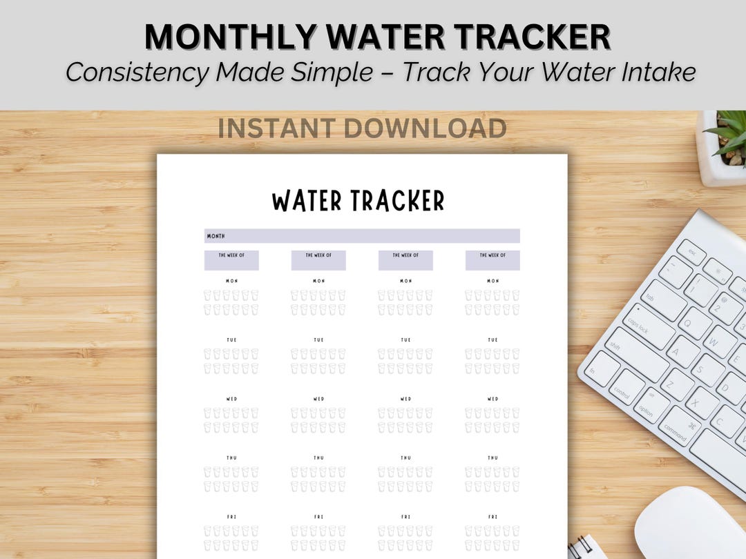 Water Tracker, Monthly Water Intake Printable, Habit Tracker, Daily ...