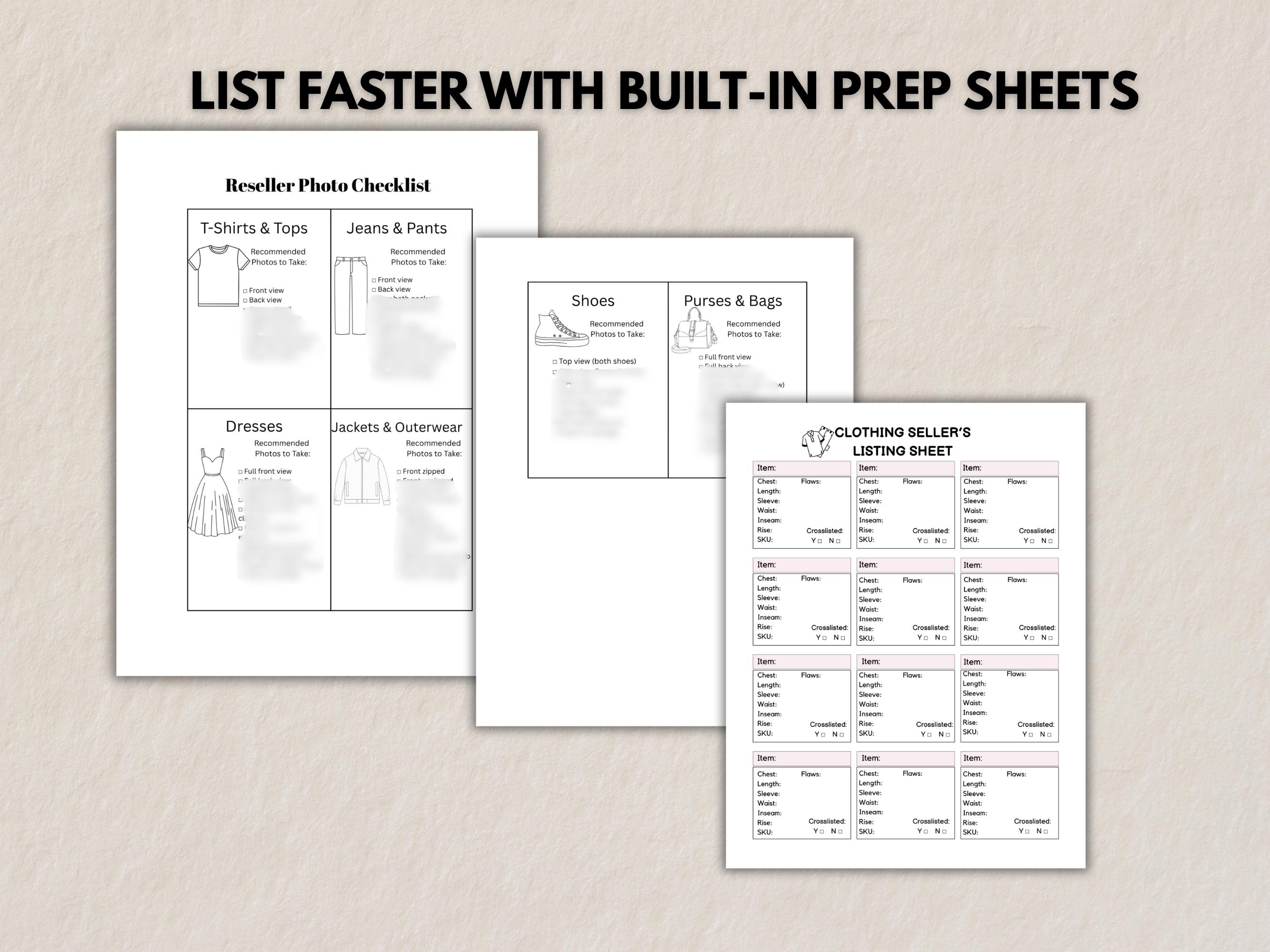 Reseller Planner Printable Listing Inventory Sales Tracker for Ebay ...