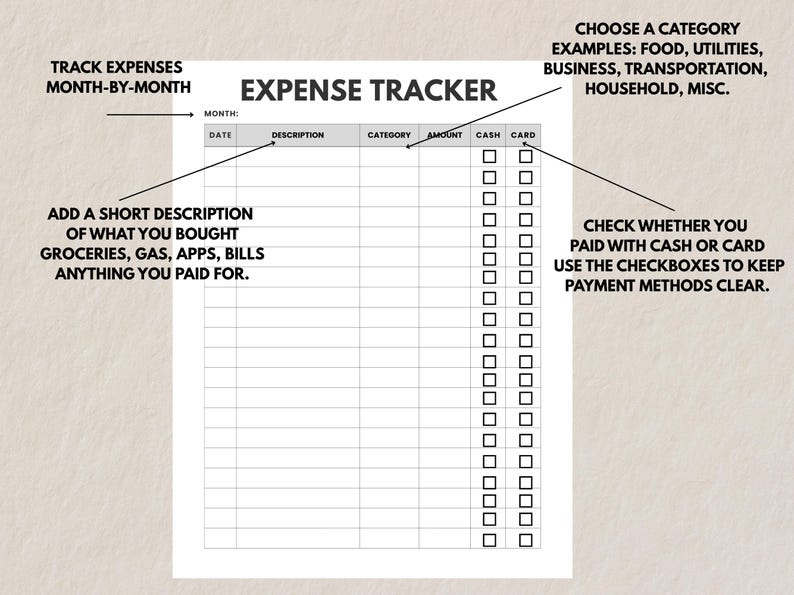 Expense Tracker Printable, Monthly Spending Tracking Sheet, Budget ...