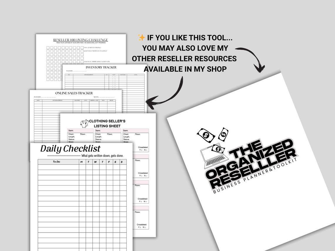 Reseller Listing Template Bundle Clothing Shoe & Hard Goods Measurement ...