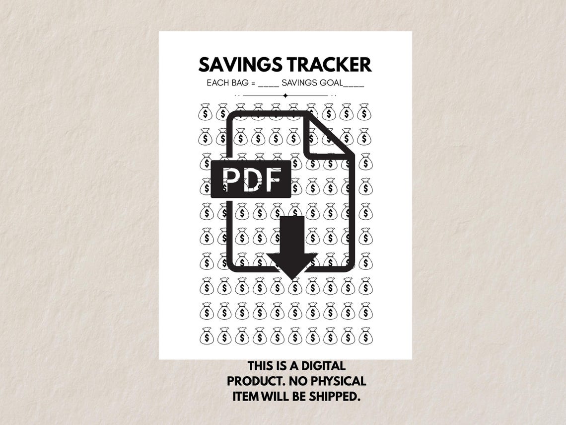 Savings Tracker Printable Fill-in Money Goal Chart Visual Finance ...