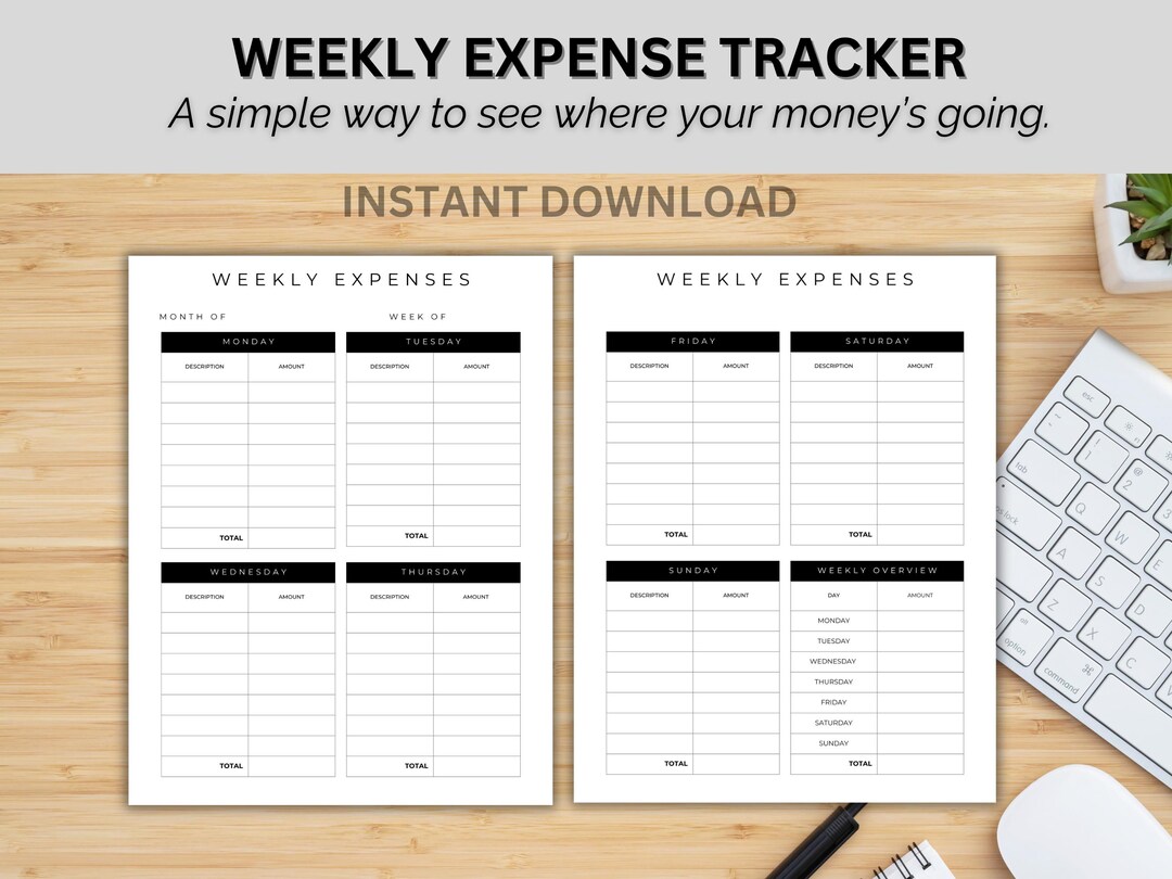 Weekly Expense Tracker Printable PDF, Budget Planner Insert, Expense ...