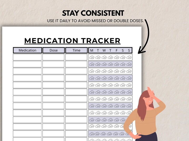 Medication Tracker Printable Daily Medicine Log Sheet, Weekly Pill ...