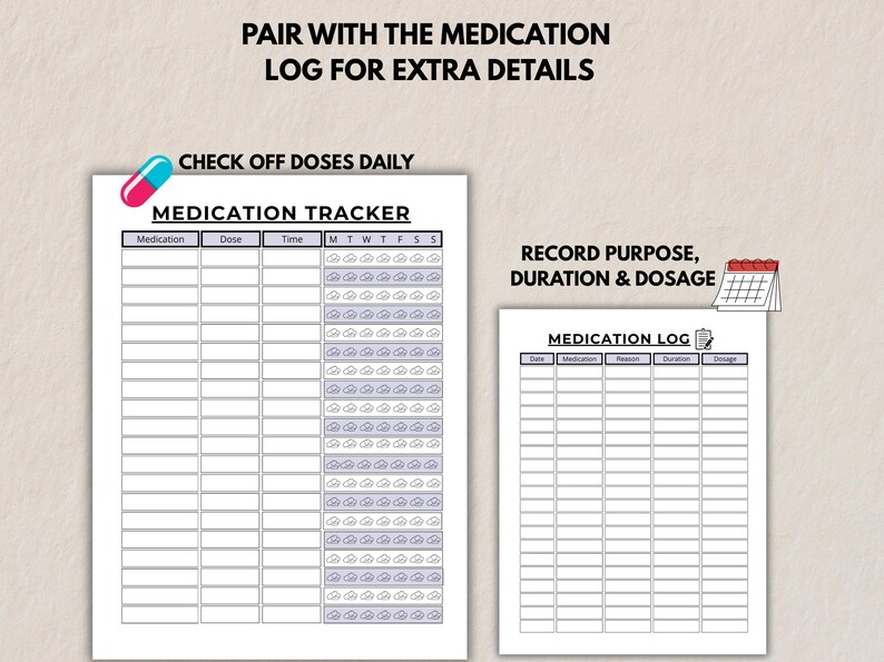 Medication Tracker Printable Daily Medicine Log Sheet, Weekly Pill ...