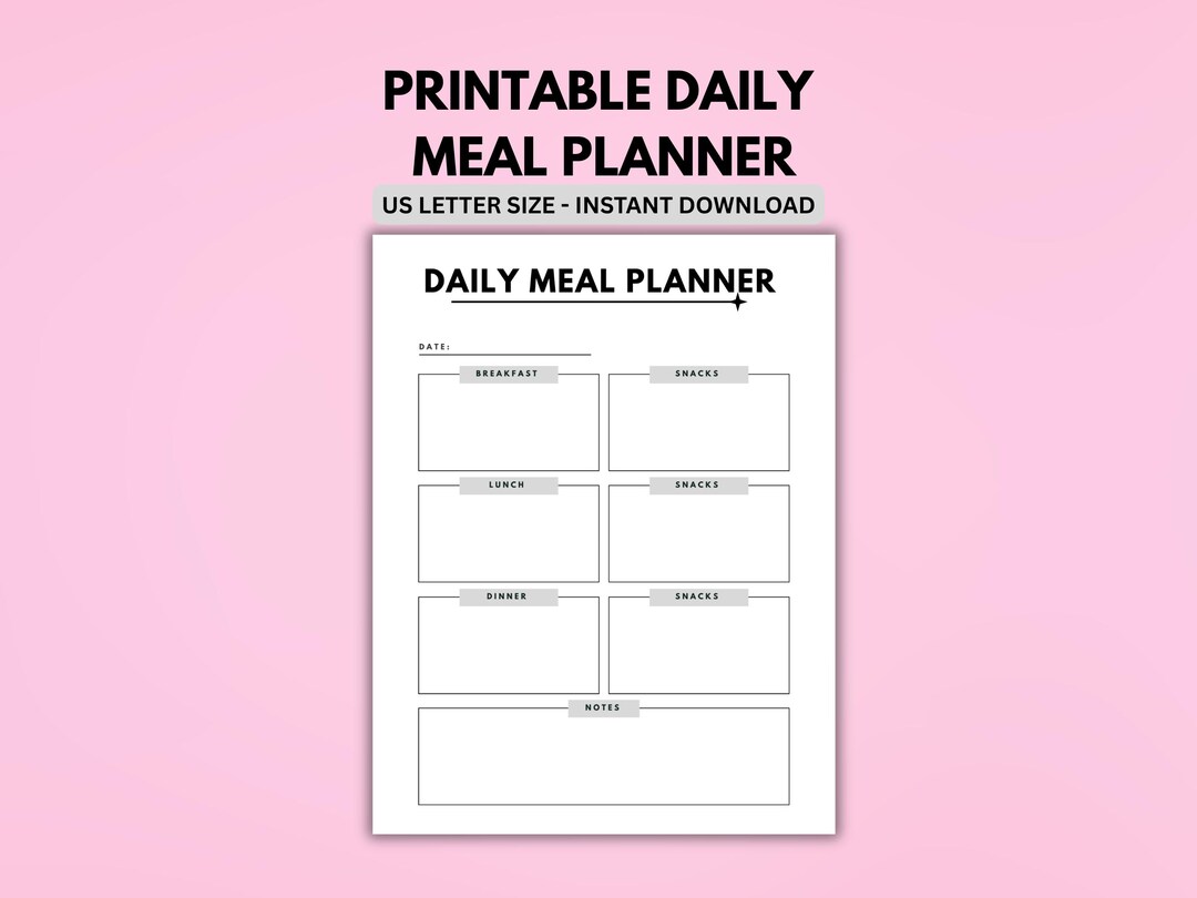 Daily Meal Planner Printable, Daily Food Planner, Meal Planning Sheet ...