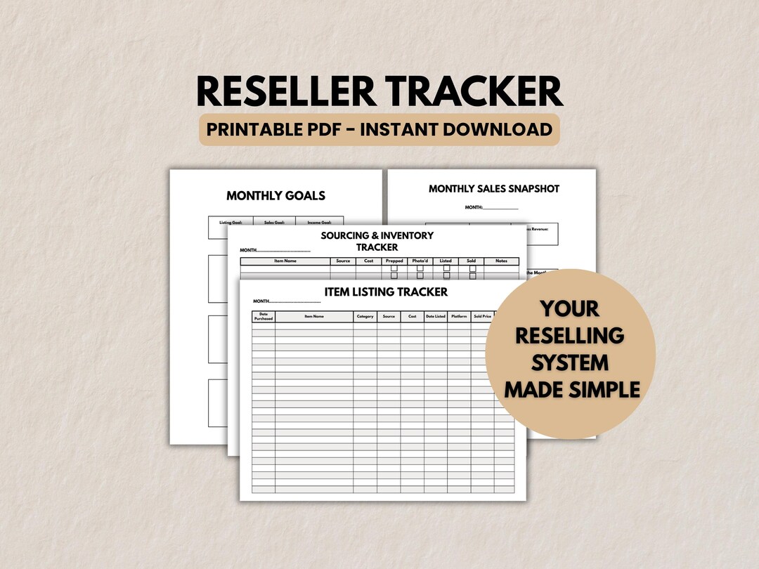 Reseller Tracker Printable, Inventory & Listing Tracker, Sourcing Log ...