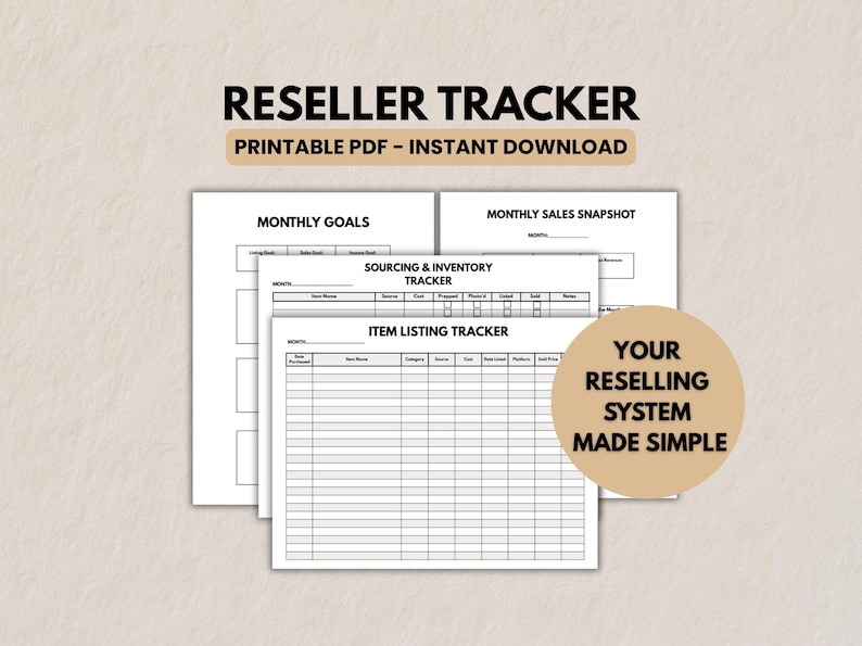 Reseller Tracker Printable, Inventory & Listing Tracker, Sourcing Log ...