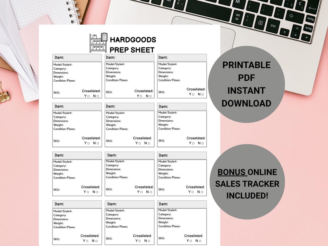 Reseller Listing Template Hard Goods Measurements Form Printable PDF ...