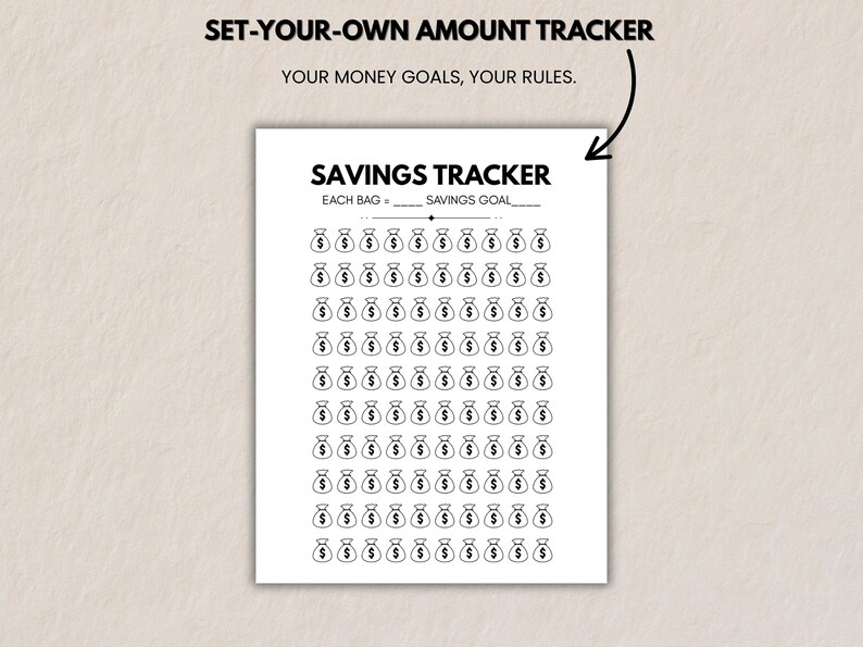 Savings Tracker Printable Fill-in Money Goal Chart Visual Finance ...