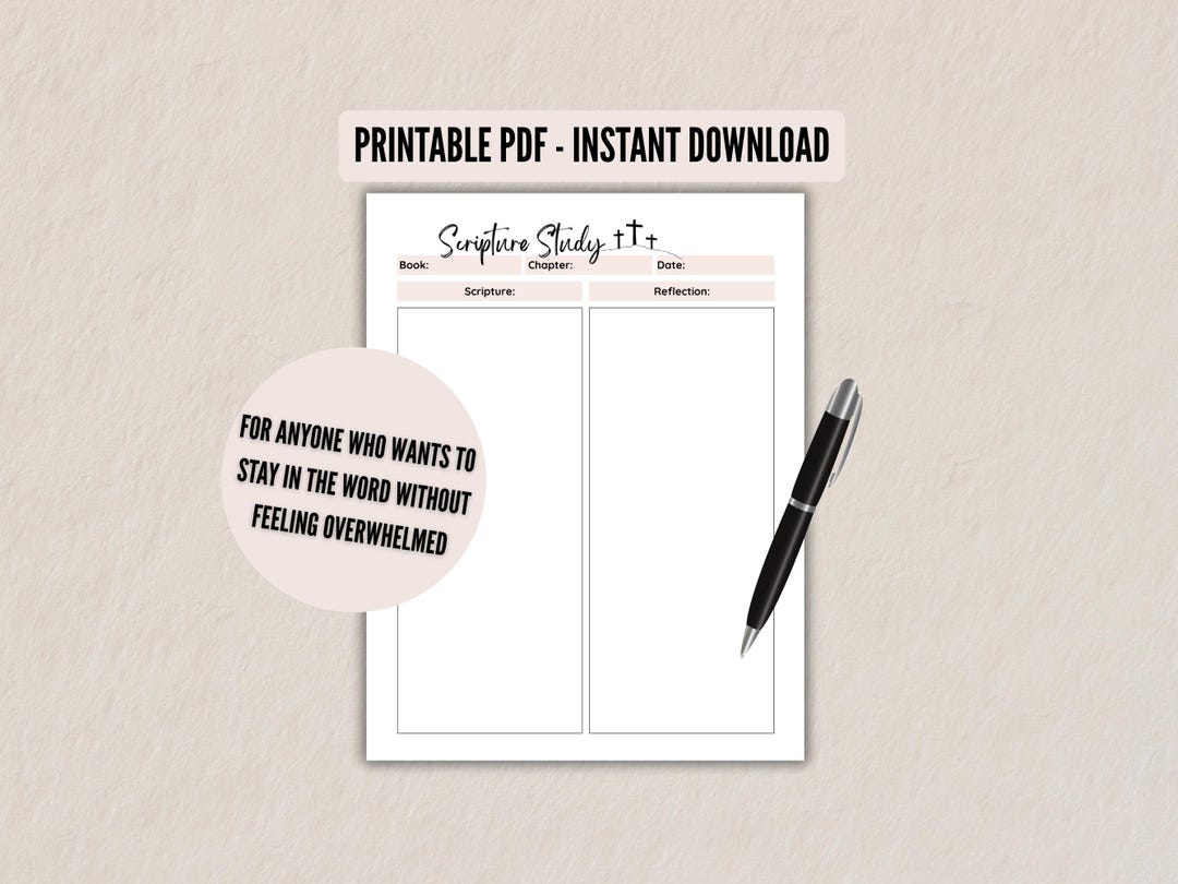 Printable Scripture Study Worksheet Bible Study Template Daily ...