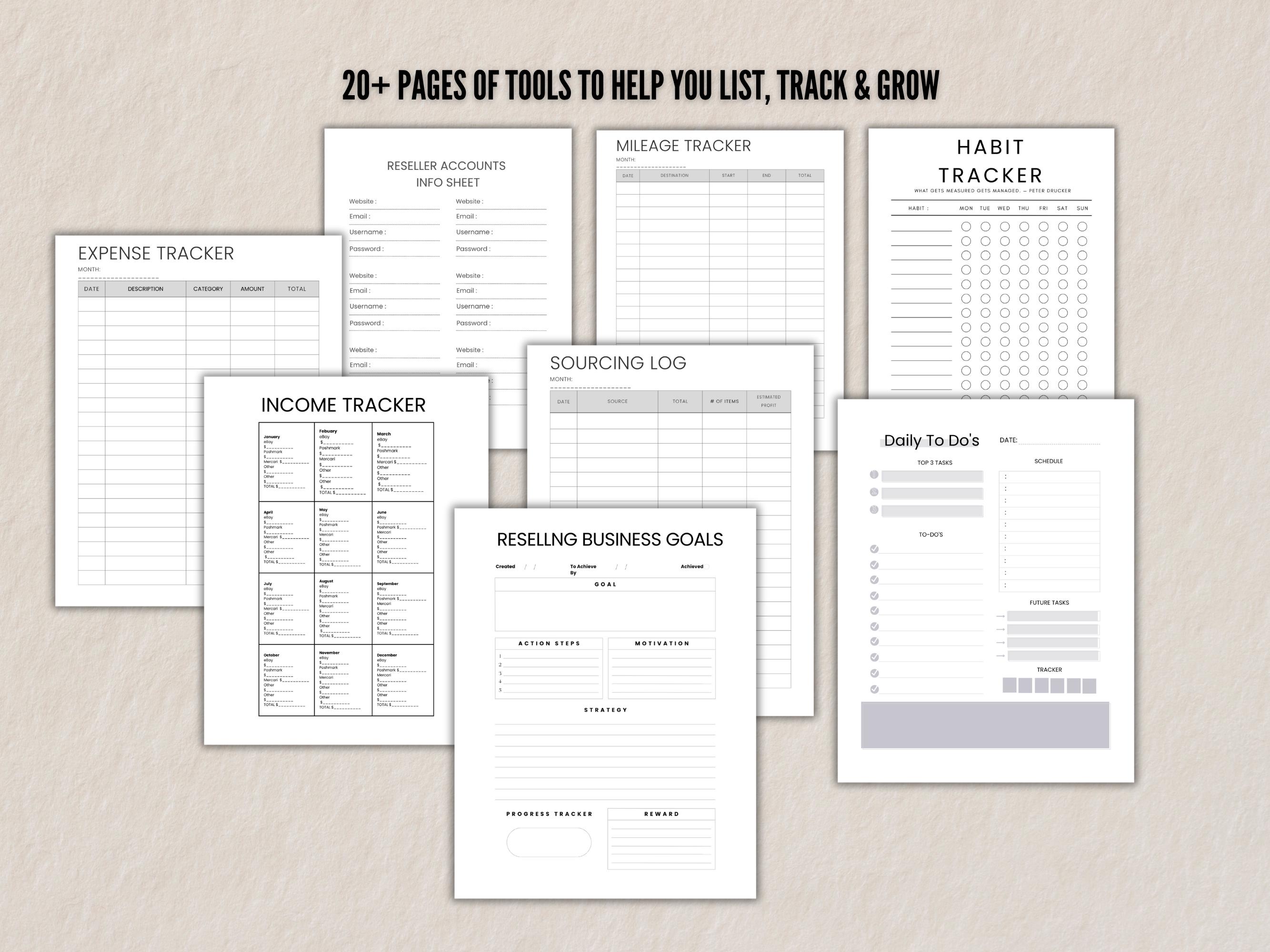 Reseller Planner Printable Bundle Reselling Toolkit for Ebay Poshmark ...