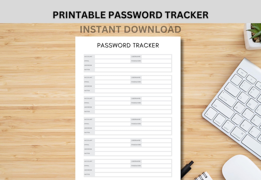 Password Tracker Printable PDF Account Information Log Sheet Website ...