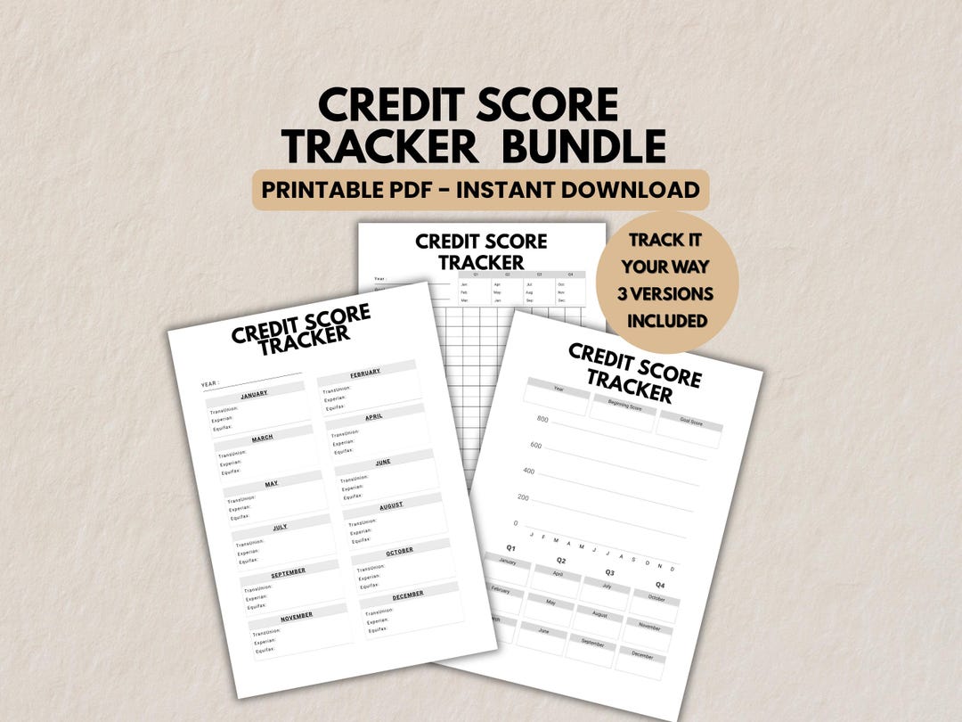 Credit Score Tracker Printable | Credit Tracking Sheets | Credit Score ...