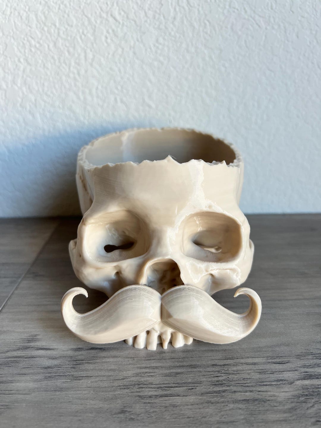 Skull Bowl With Mustache: 3D Printed Gothic Halloween Decor - Etsy