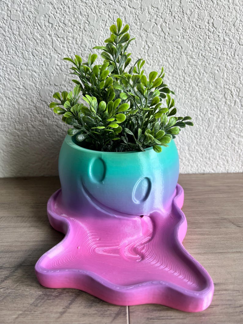 Melting Smiley Face Planter – Unique 3D Printed Drippy Container for ...