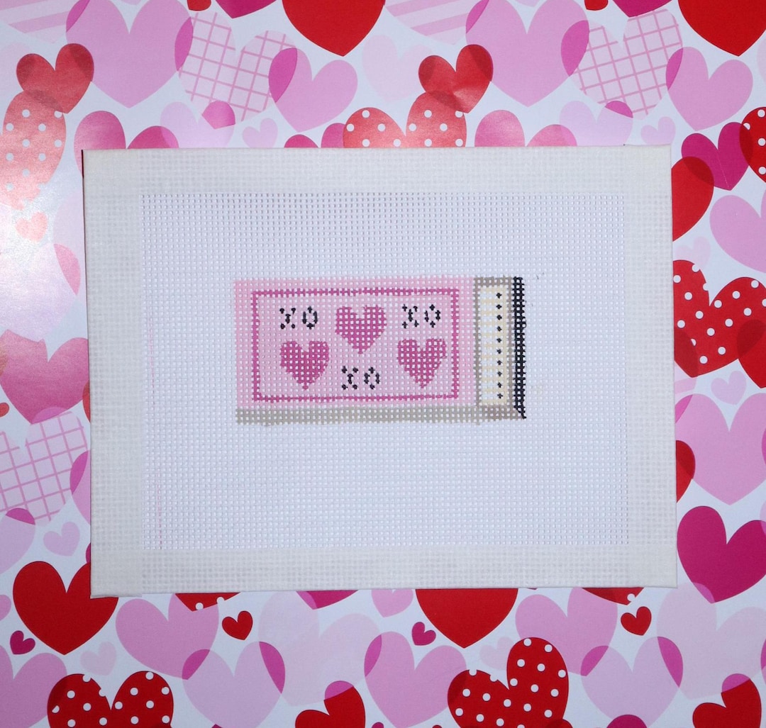 XOXO Matchbox | Hand-painted Needlepoint Canvas | 13 or 18 Mesh | Made ...