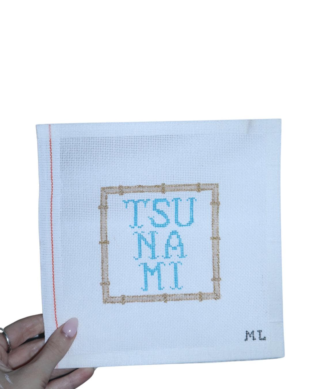 Tsunami White Lotus | Hand-painted Needlepoint Canvas | 18 Mesh | Made ...