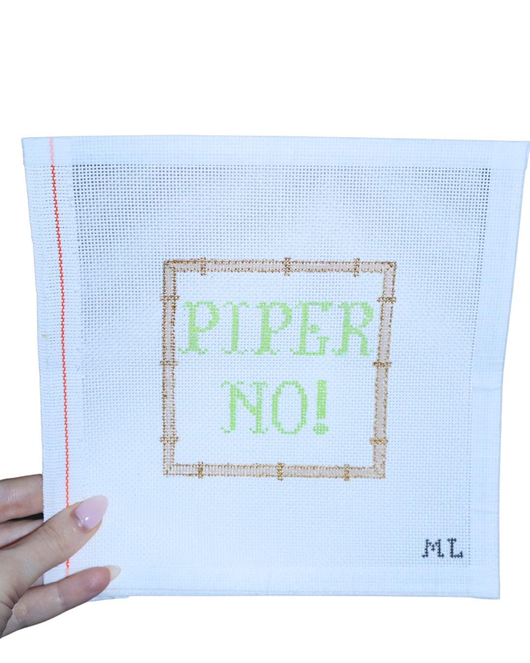 Piper No! White Lotus | Hand-painted Needlepoint Canvas | 18 Mesh ...