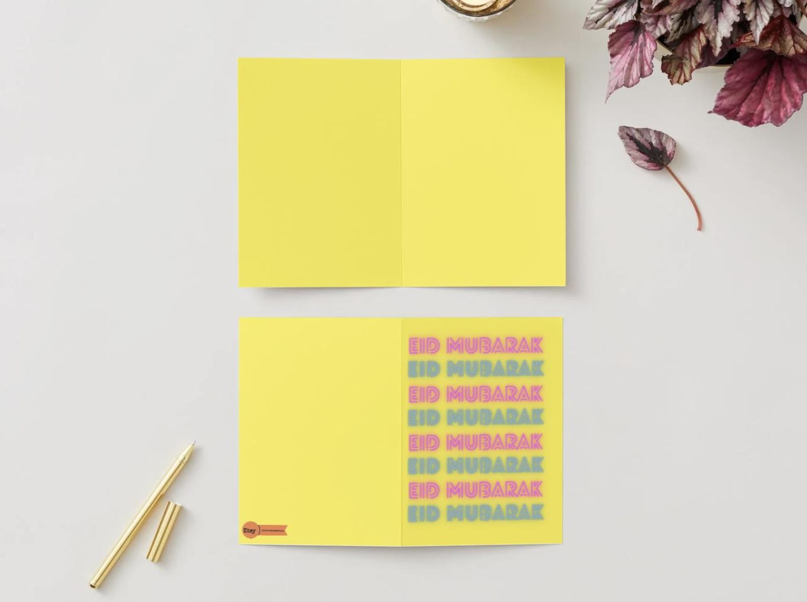 EID MUBARAK Folded Greeting Cards YELLOW Eid Card - Eid Cards - Eid ...