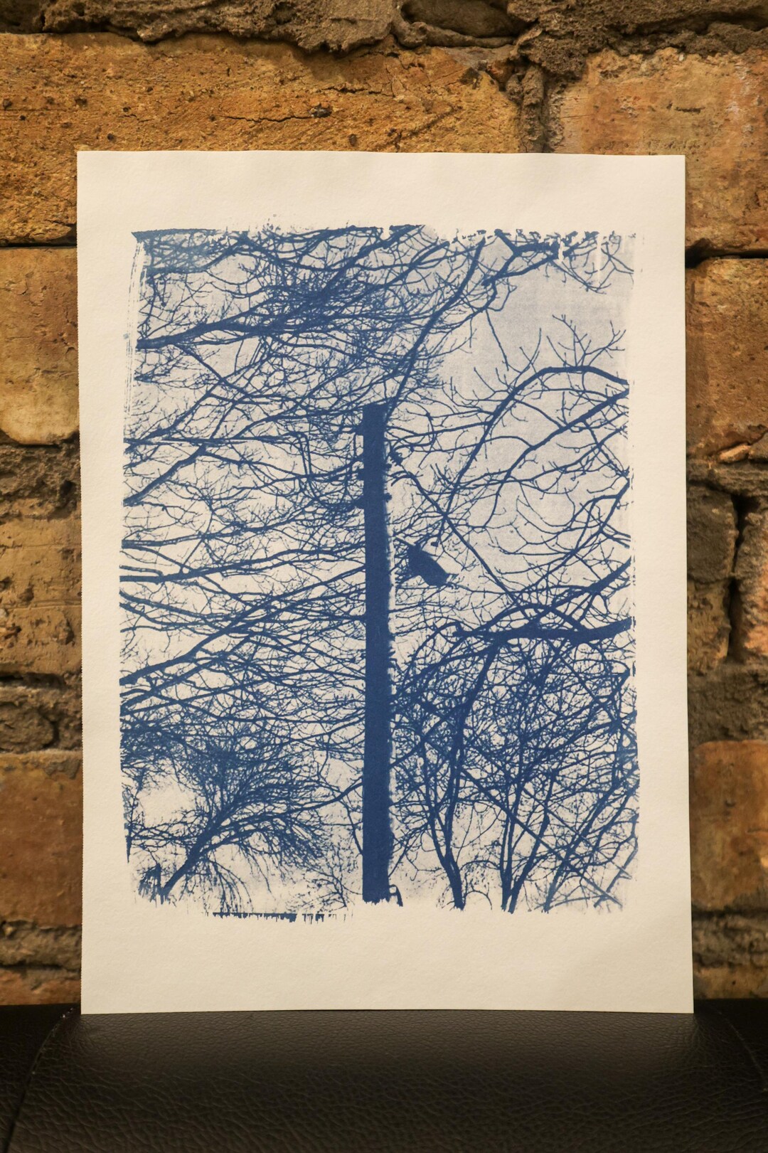 Cyanotype Tree & Light Pole Print | Original Print - Etsy