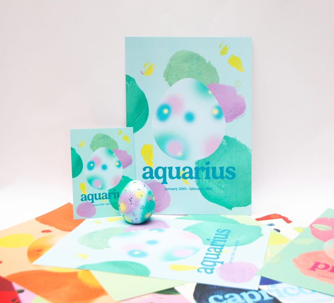 Original Aquarius Zodiac Artwork Poster, Aquarius Aura, Zodiac Artwork ...