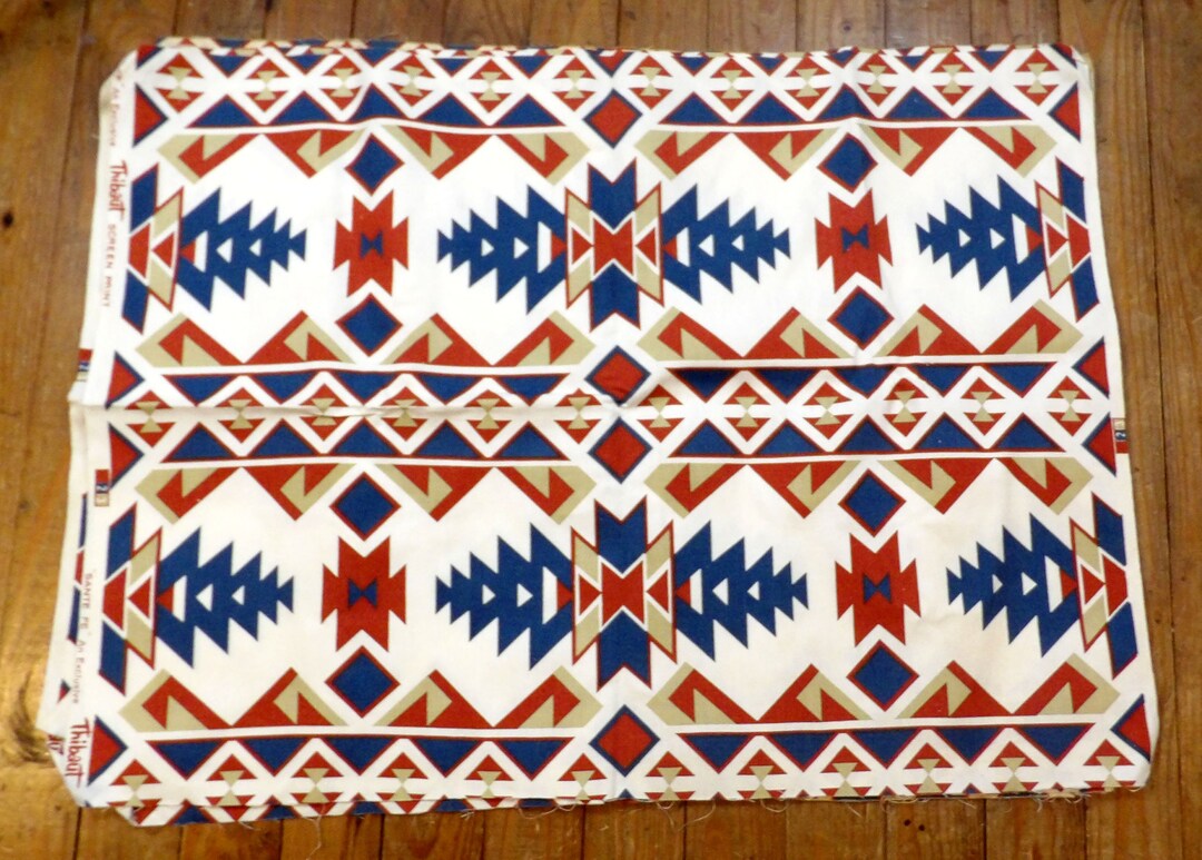 Rare 5 Vintage Santa Fe Thibaut Fabric Panels Cotton Novelty Print ...