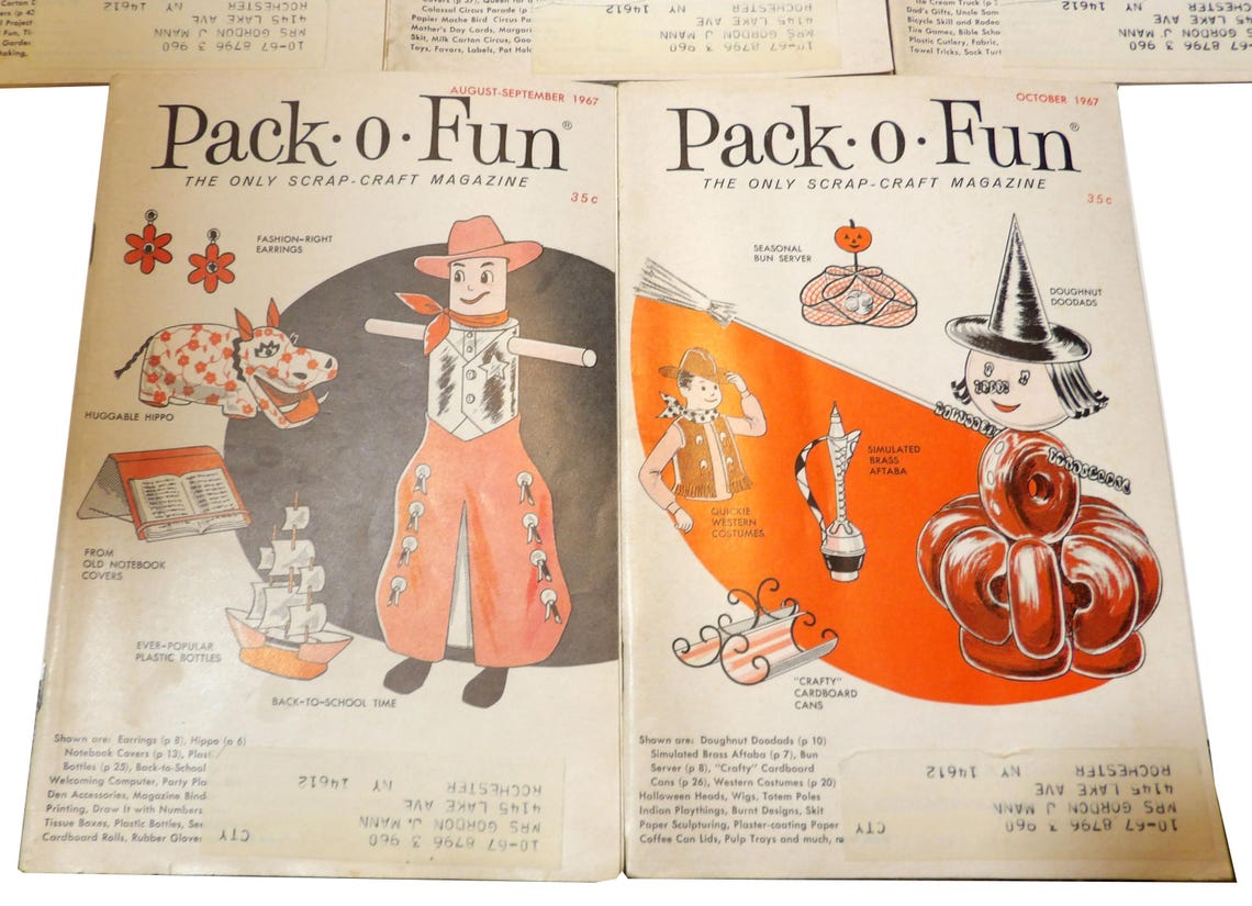 8 VINTAGE Pack-o-fun Scrap Craft Magazines 1966-1967 Halloween ...
