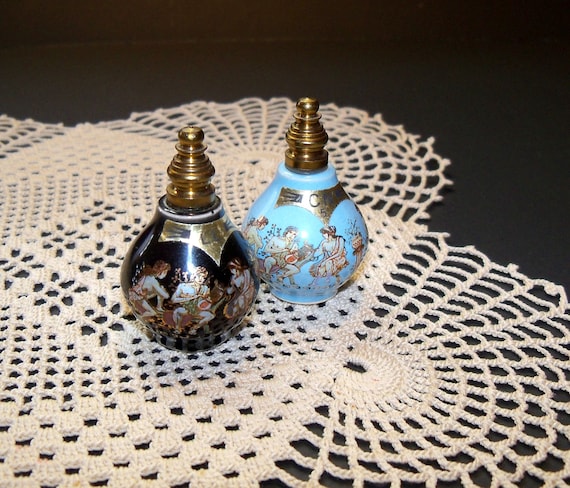 2 Vintage Greek Motif Cologne / Perfume Bottles With Daubers - Etsy