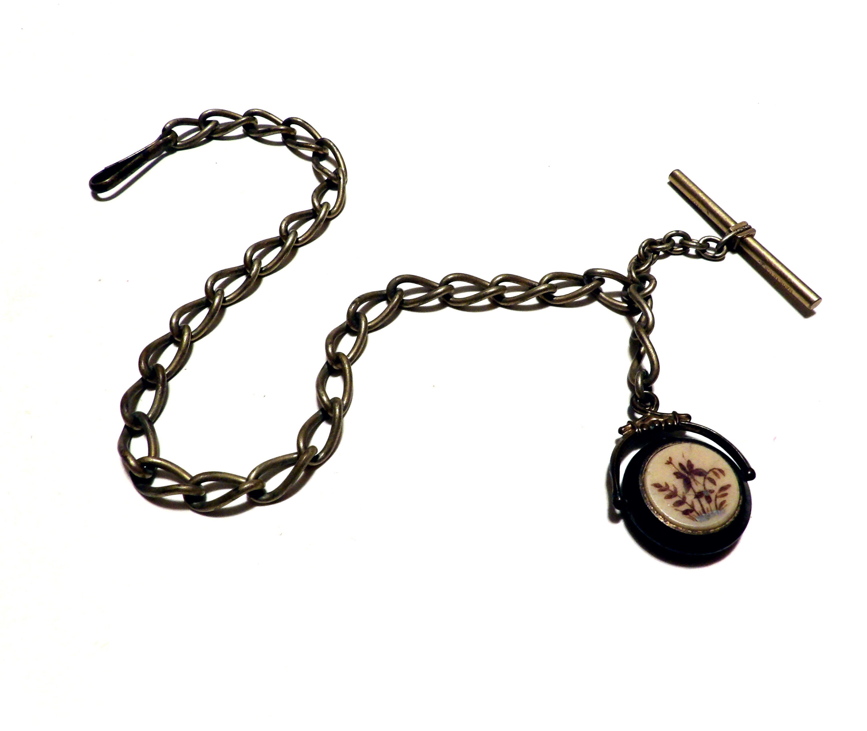 Antique Watch Fob With Gold Tone Chain and Double Sided Charm - Etsy