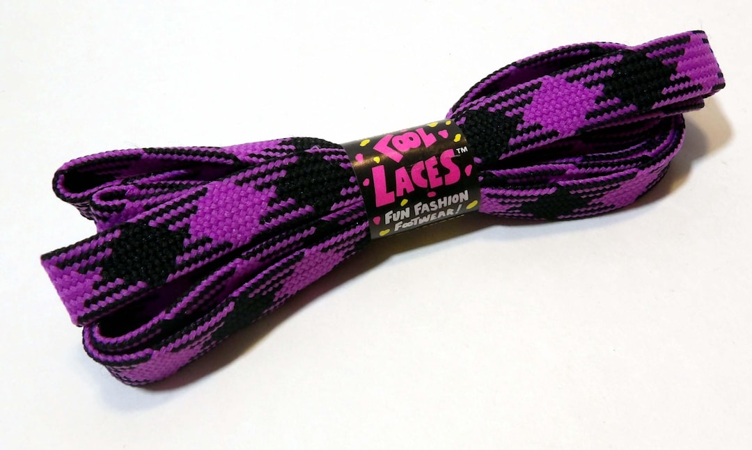 Vintage 80s Deadstock Cool Laces Fat Shoe Laces Purple & Black - Etsy