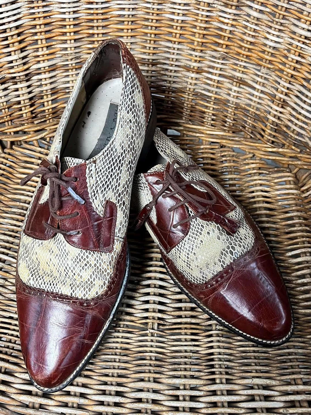 Stacy Adams Mens Oxford Saddle Shoes Alligator Snakeskin Swing Style ...