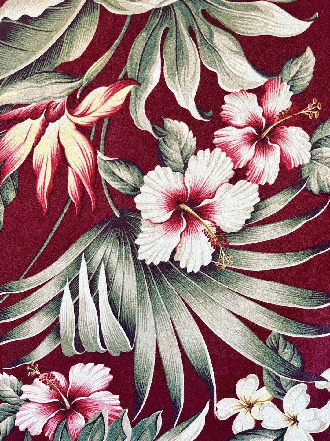 Barkcloth Hawaiian Fabric Two Curtain Panels Vintage Floral Tiki - Etsy