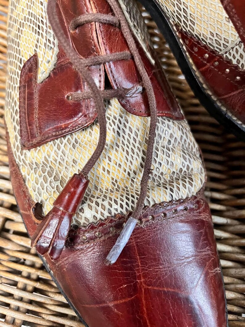 Stacy Adams Mens Oxford Saddle Shoes Alligator Snakeskin Swing Style ...