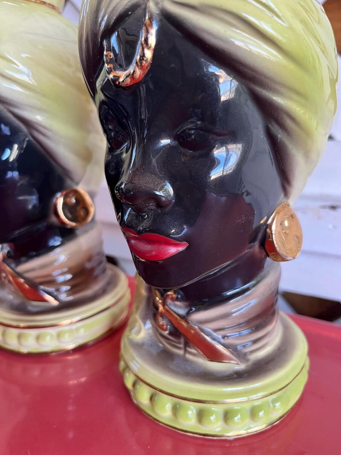 Black Genie Head Bedroom Lamps Pair Vintage 1940s - Etsy