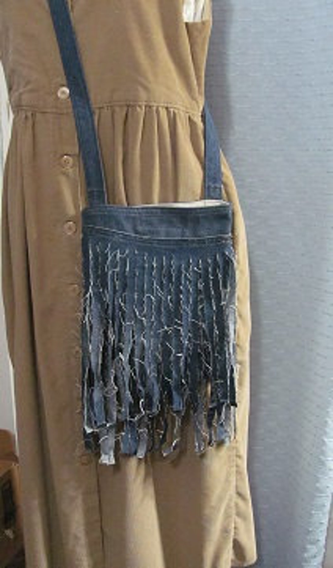 Fringe Purse Blue Jean Cross-body Bag / Tote / Purse / Denim / Pocket ...