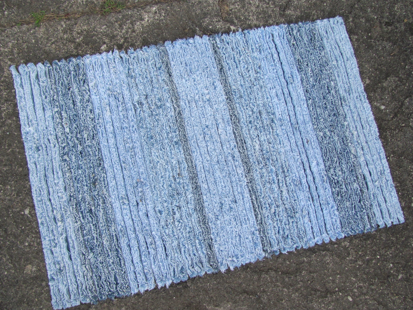 SUPER SOFT Denim Chenille Throw Rug / 24 X 36 / Recycled Blue Jeans ...