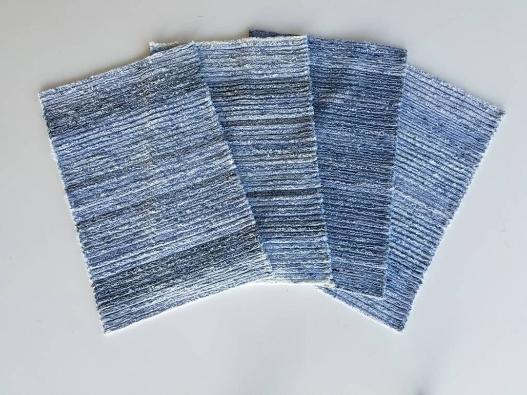SUPER SOFT Denim Chenille Throw Rug / 24 X 36 / Recycled Blue Jeans ...