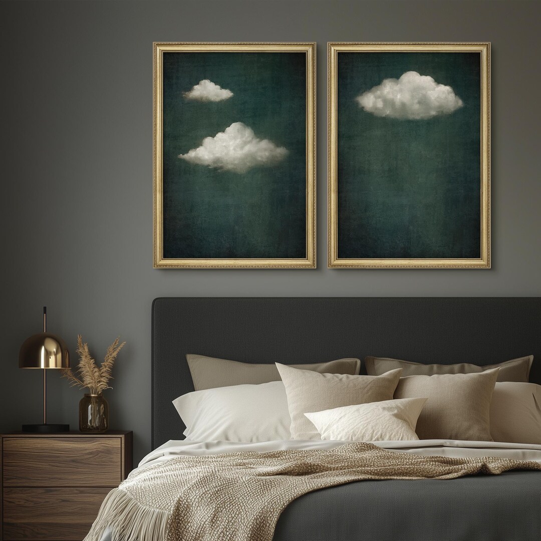 Set of 2 Premium Framed Vintage Surreal Cloud Wall Art 26