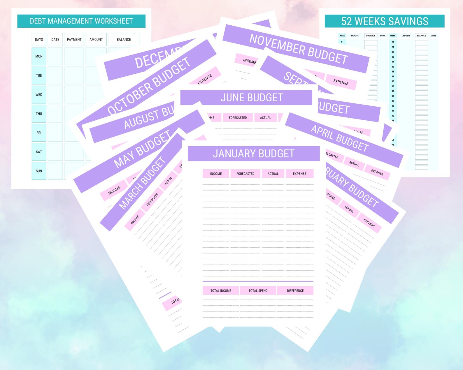 Editable Financial Budget Planner Canva Template | Printable PDF ...