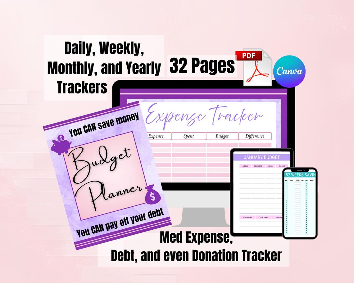 Editable Financial Budget Planner Canva Template | Printable PDF ...