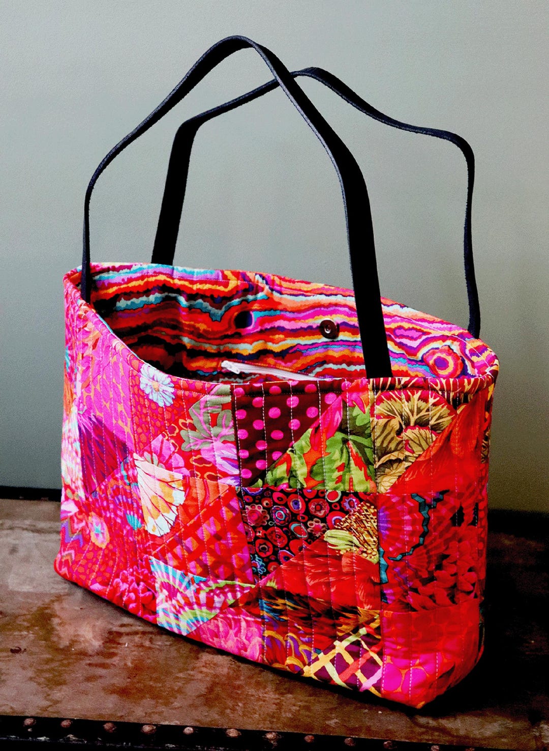 Kaffe Fassett Vineyard Quilted Tote Bag Project Bag Handbag Purse ...