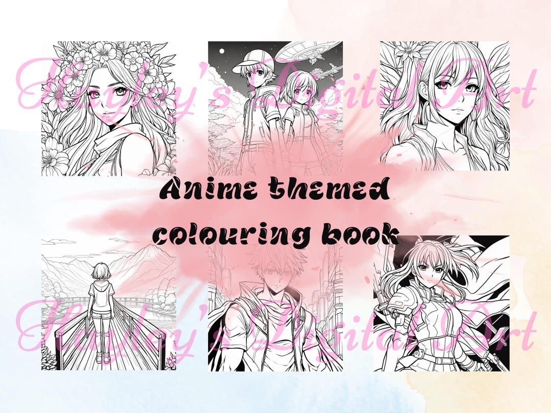6 Anime Themed Colouring Pages PDF - Cute Anime - Colouring for Adults ...